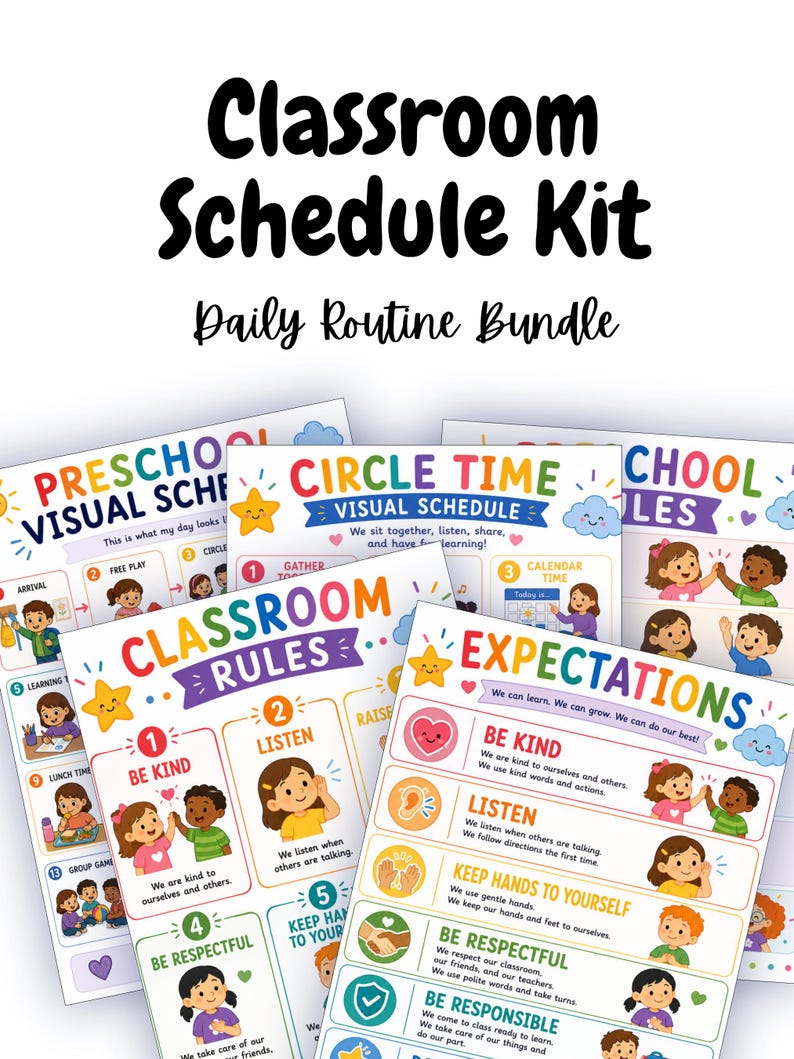 Preschool Visual Schedule Bundle Printable | Circle Time & Classroom ...