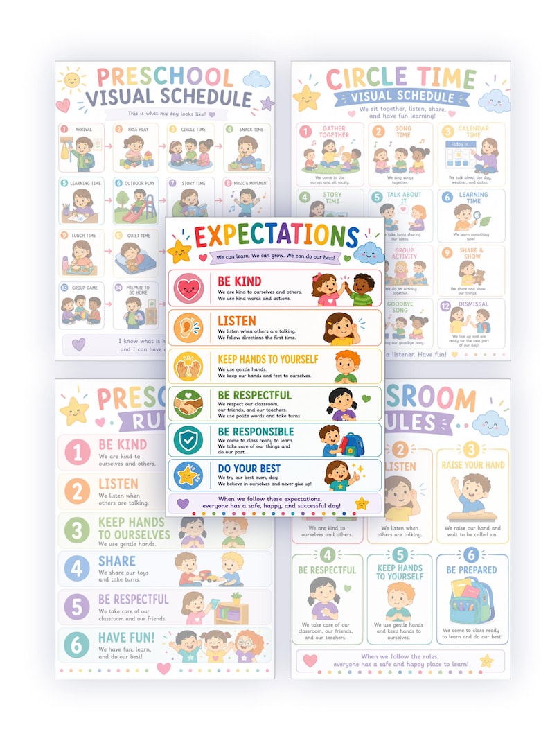 Preschool Visual Schedule Bundle Printable | Circle Time & Classroom ...