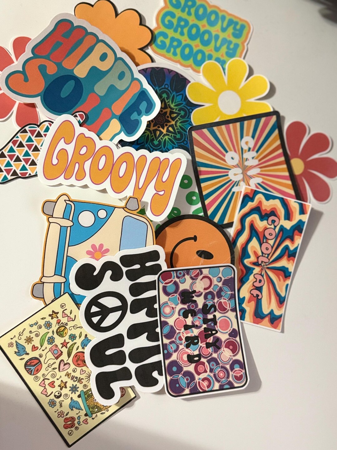 Vibe Sticker Pack Retro Hippie Groovy Colorful Rainbow Stickers - Etsy