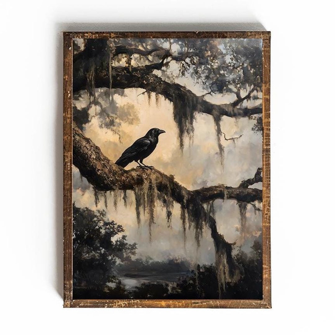 Raven Print Edgar Allen Poe Inspired Art Southern Gothic Decor Live Oak ...