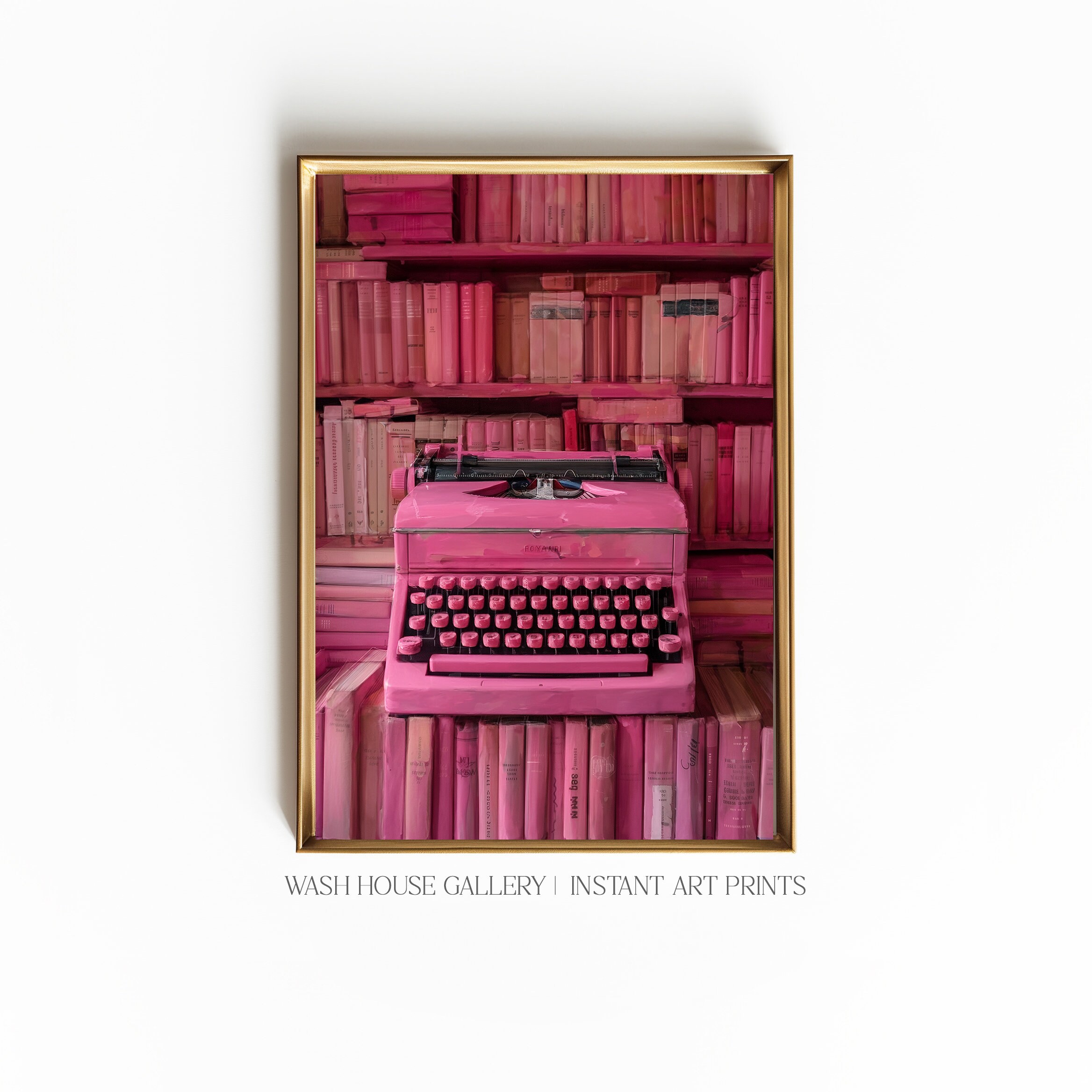 PINK TYPEWRITER Wall Art Retro Typewriter Print Pink Book Wall Art Hot ...