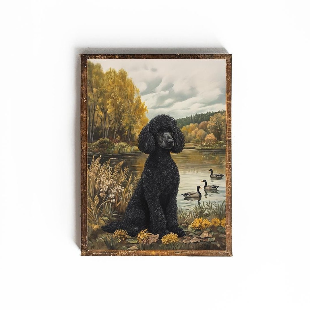 Black Standard Poodle Wall Art Printable Poodle Painting Gift for Dog ...