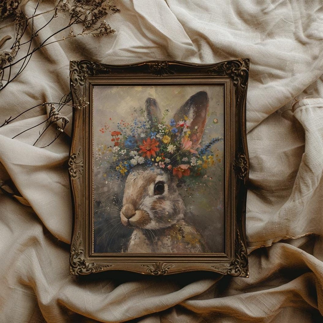 Vintage Easter Printable Easter Bunny Print Cottagecore Easter Wall Art ...