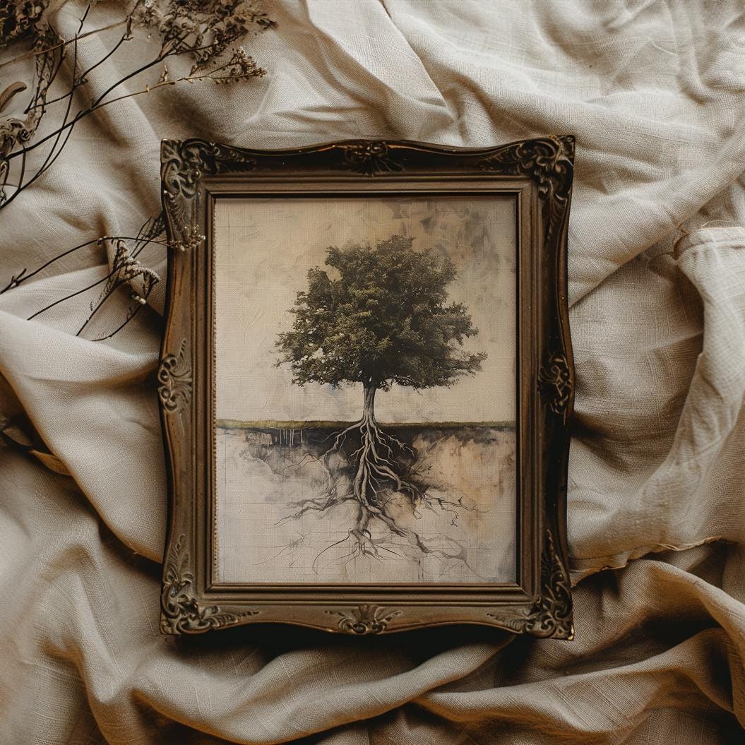 Vintage Tree Illustration Cottagecore Wall Art Botanical Print Vintage ...