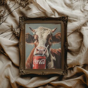 Funny Farmhouse Wall Art Coca Cola Art Dairy Cow Wall Art Funny Cow ...