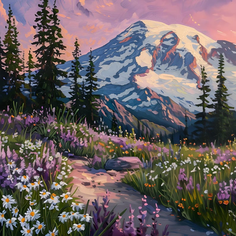 Mt Rainier Printable Mount Rainier Wall Art Spring Wall Decor Mount ...