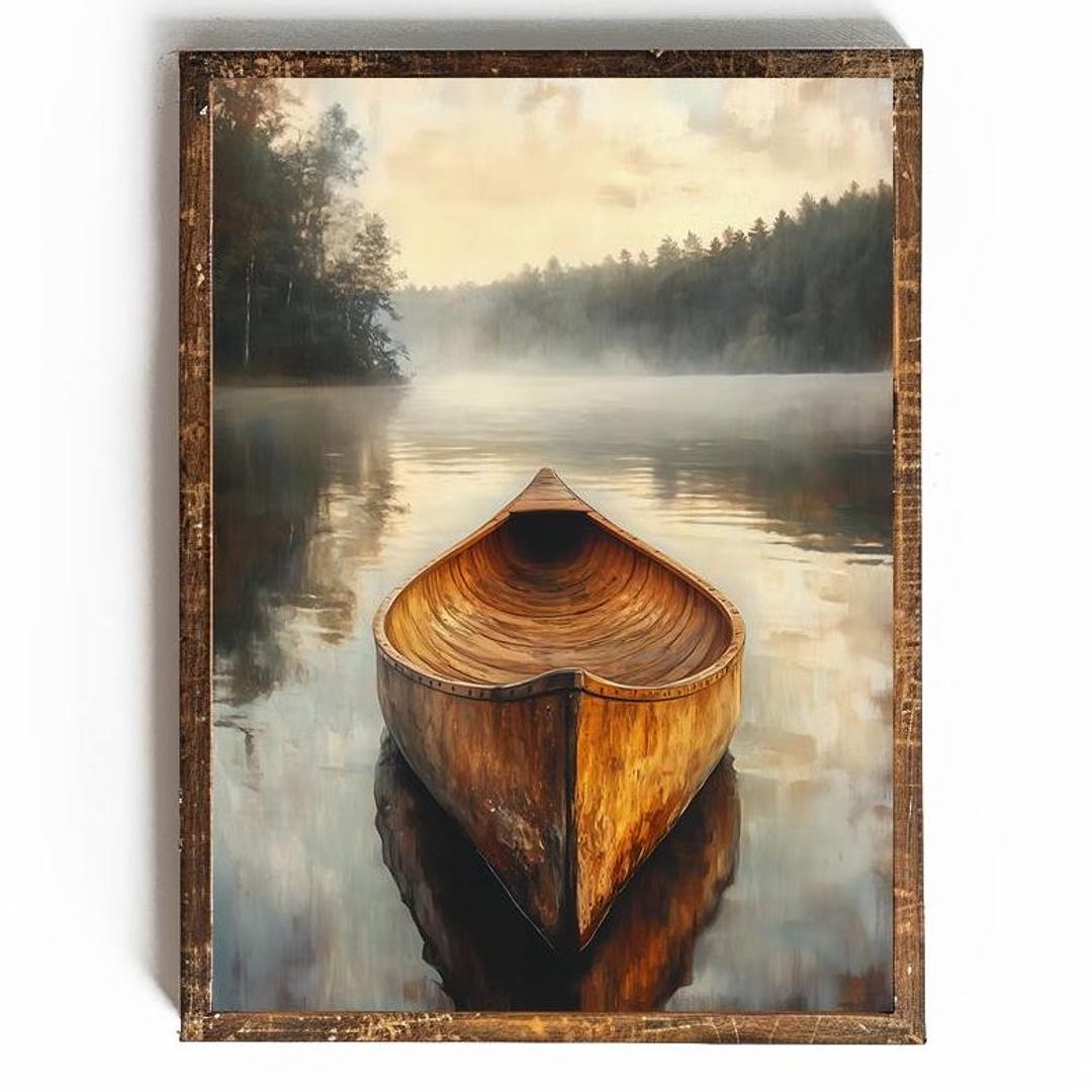 Vintage Canoe Printable Canoe Wall Art for Cabin Decor Rustic Wall ...