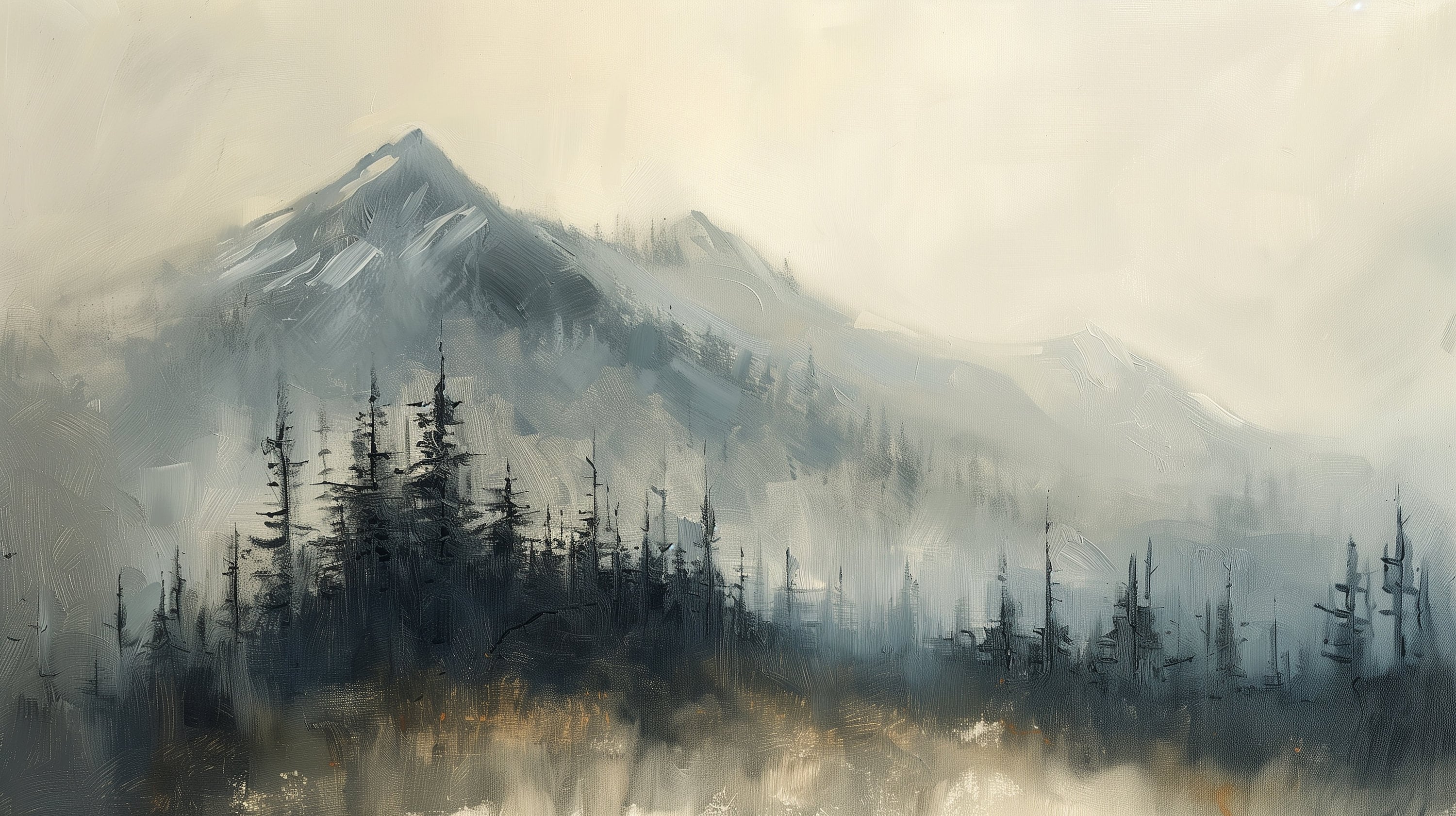 Abstract Mountain Painting Printable Abstract Painting of Mountains and ...