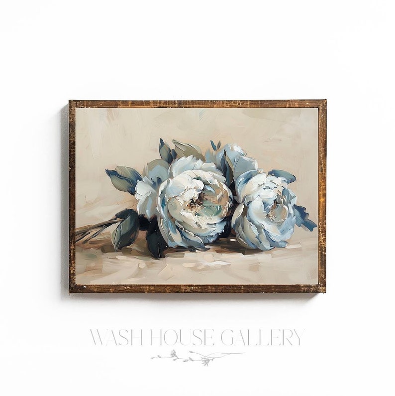 BLUE FLORAL PRINTABLE Art Cottagecore Wall Art Blue Cottagecore Flower ...