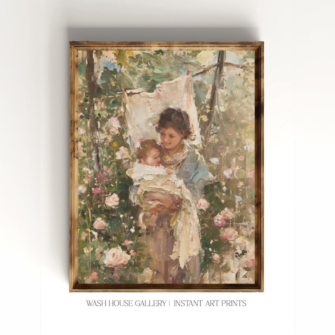 Motherhood Painting Print Cottagecore Mother & Child Print Shabby Chic ...