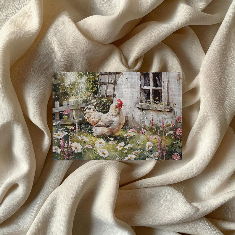 COTTAGECORE CHICKEN PRINT Farmhouse Wall Art for Kitchen Country Farm ...
