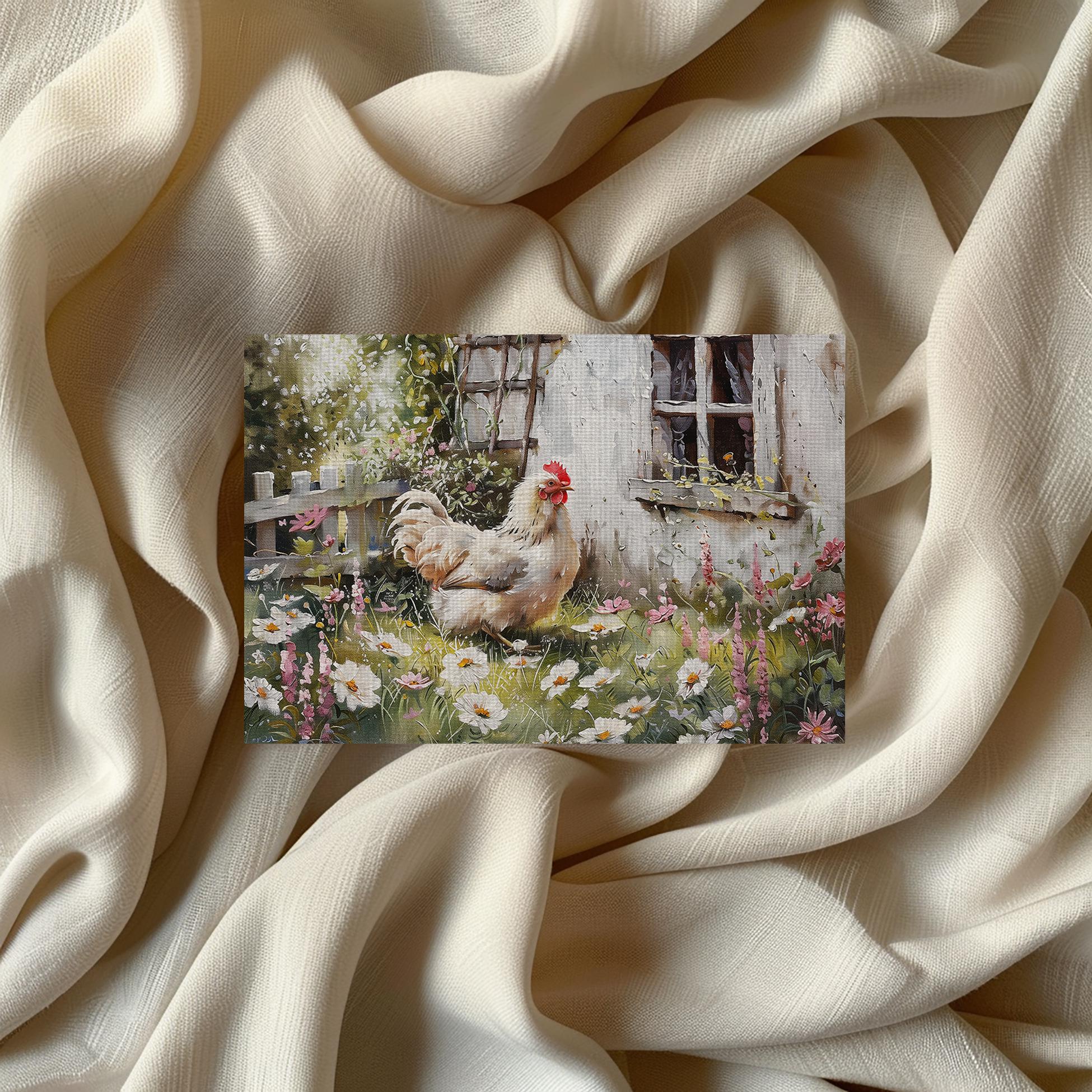 COTTAGECORE CHICKEN PRINT Farmhouse Wall Art for Kitchen Country Farm ...