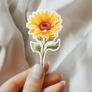 Sunflower Sticker Waterproof Flower Sticker Botanical Sticker Sunflower ...