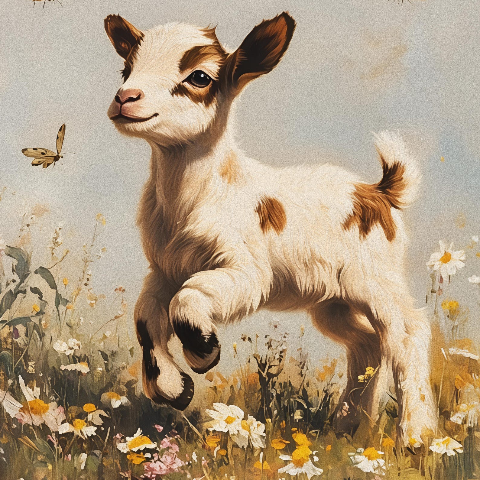 Cottagecore Spring Wall Art Baby Goat Printable Cottagecore Nursery ...
