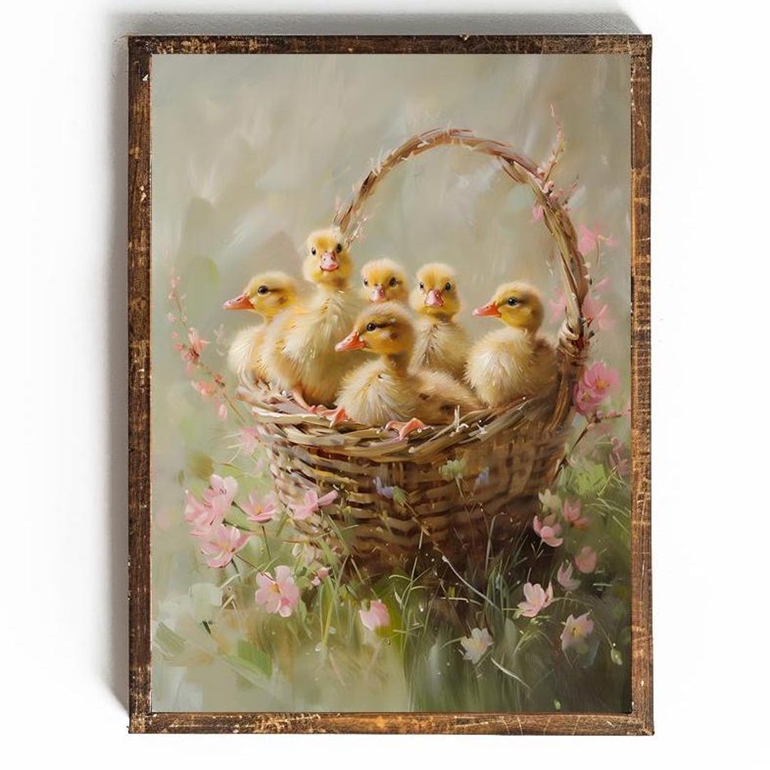 Vintage Easter Wall Art Cottagecore Easter Decor Duckling Printable ...