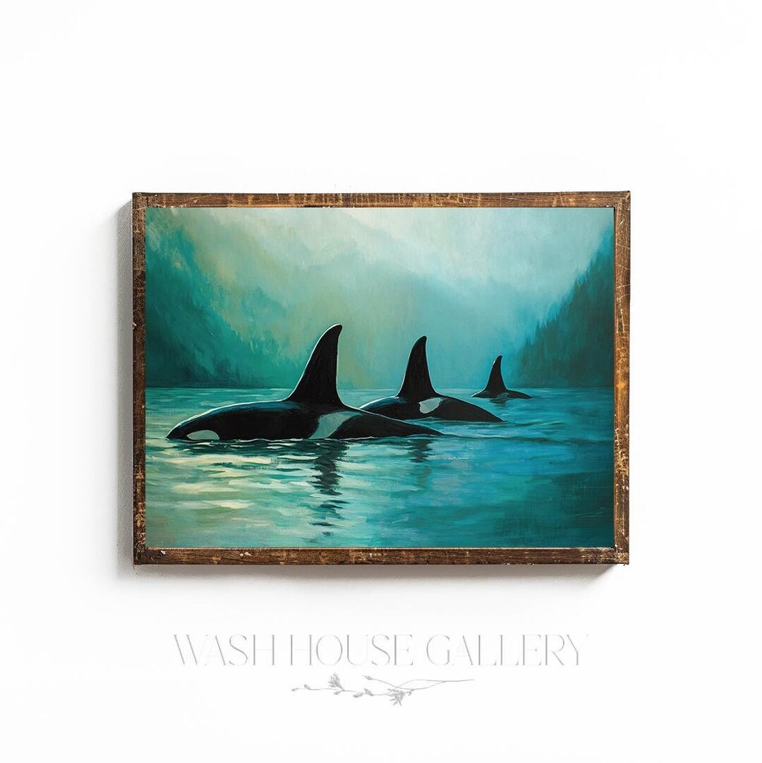 ORCA WHALE ART Killer Whale Printable Wall Art Blue Wall Art Ocean Art ...