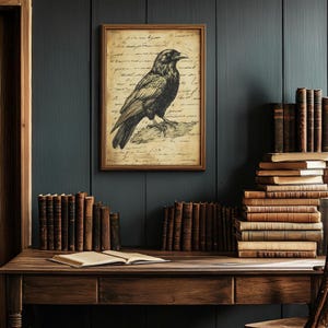 Raven Printable Edgar Allen Poe Art the Raven Print Vintage Raven ...