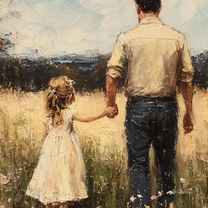 Father Daughter Painting Fatherhood Wall Art Cottagecore Wall Art ...