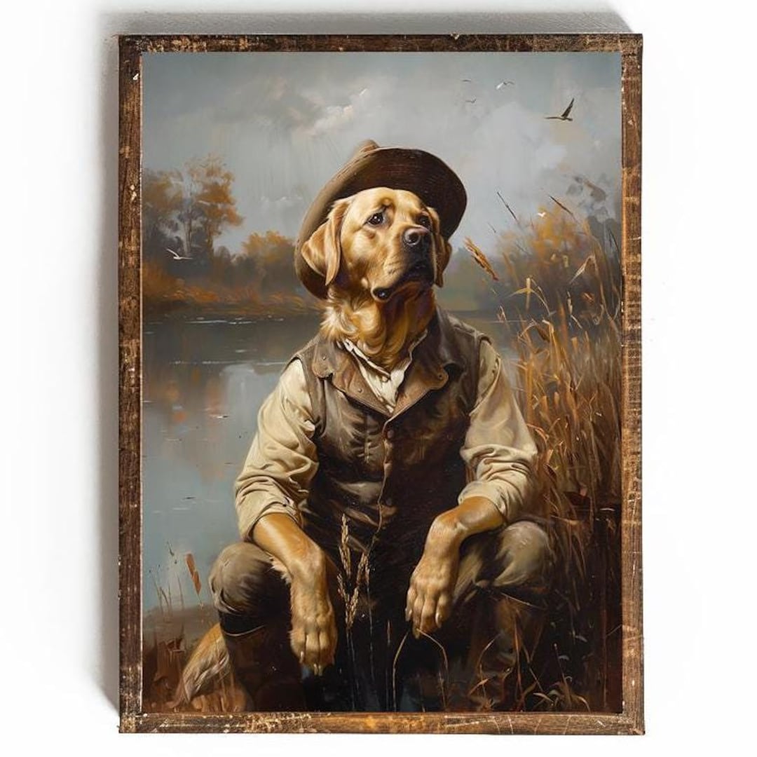 Yellow Labrador Retriever Artwork Funny Dog Painting Print Funny ...
