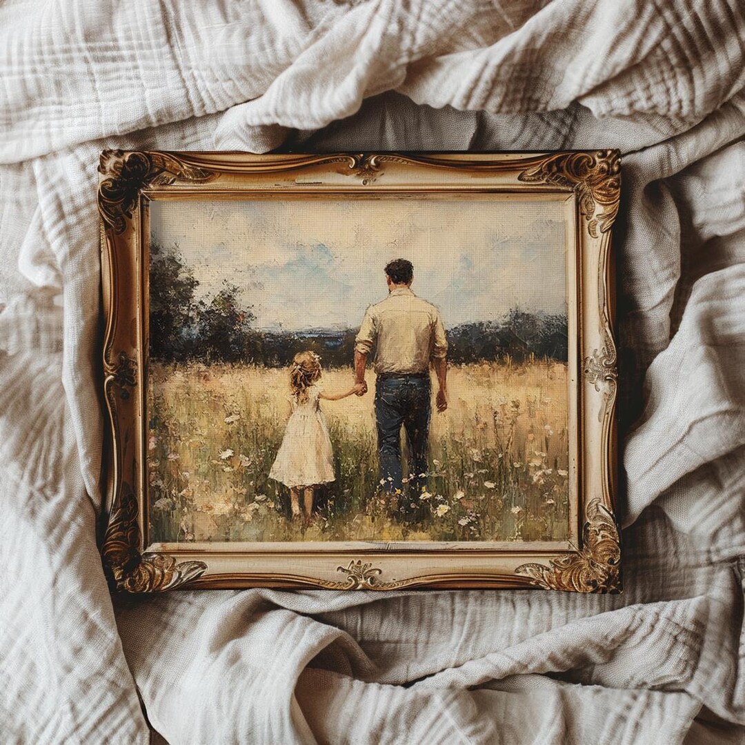 Father Daughter Painting Fatherhood Wall Art Cottagecore Wall Art ...