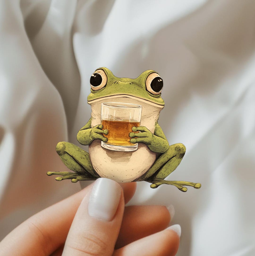 Bulk Stickers Funny Frog Drinking Bourbon Whiskey Sticker - Waterproof ...
