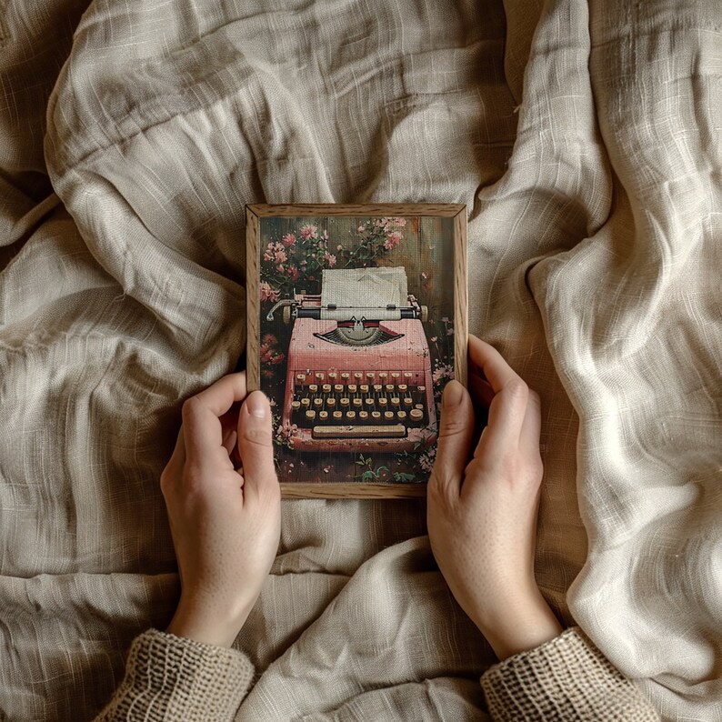 Vintage Pink Typewriter Print Pink Aesthetic Retro Pink Wall Art ...