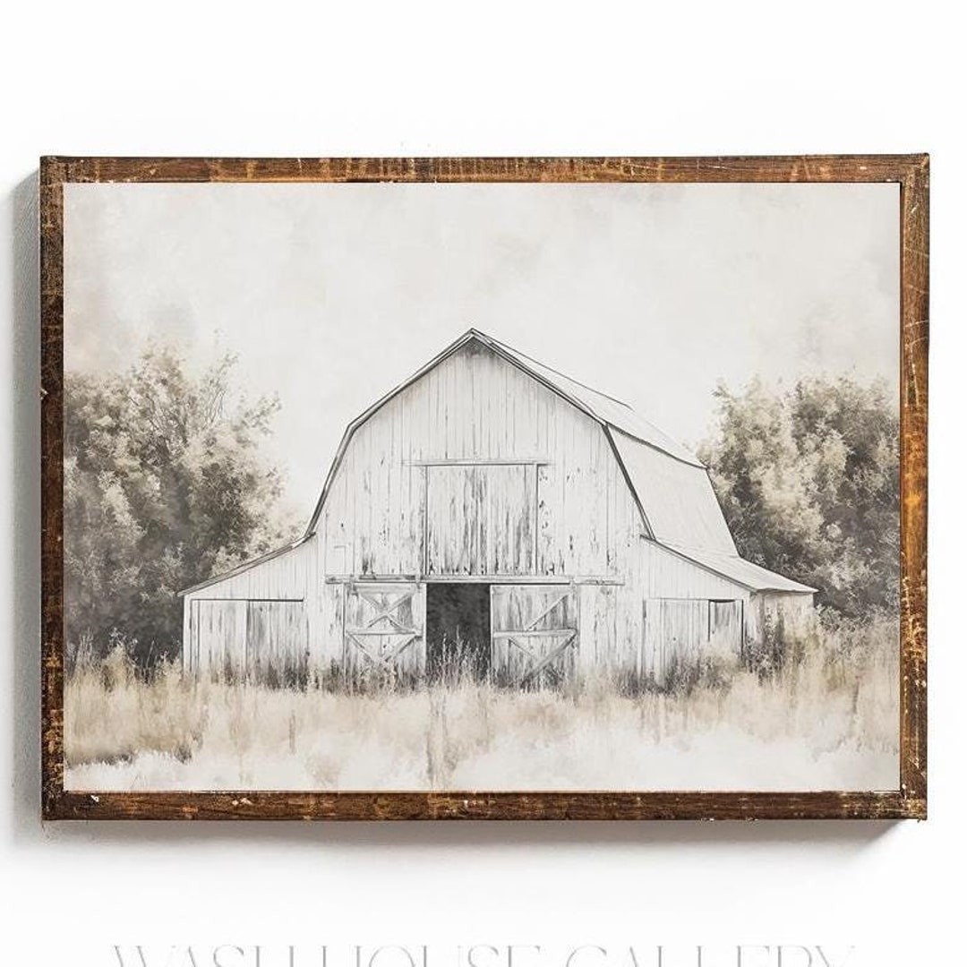 Farmhouse Wall Art Barn Printable Vintage Barn Print Farm Kitchen Art ...