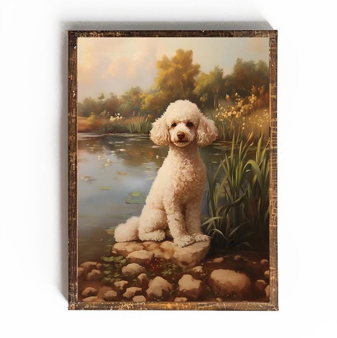 White Poodle Print Toy Poodle Printable Teacup Poodle Wall Art Vintage ...