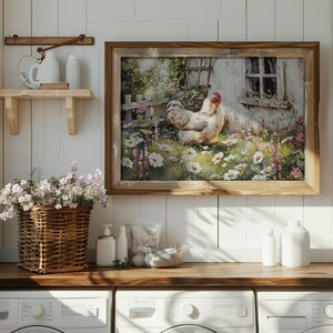 COTTAGECORE CHICKEN PRINT Farmhouse Wall Art for Kitchen Country Farm ...