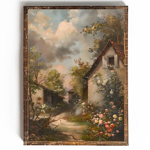 Cottagecore Art Printable Rose Cottage Print Shabby Chic Wall Art ...