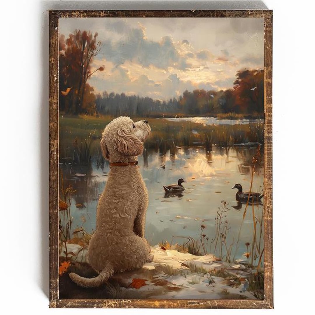 Golden Doodle Printable Doodle Dog Art Cabin Wall Art Hunting Decor ...