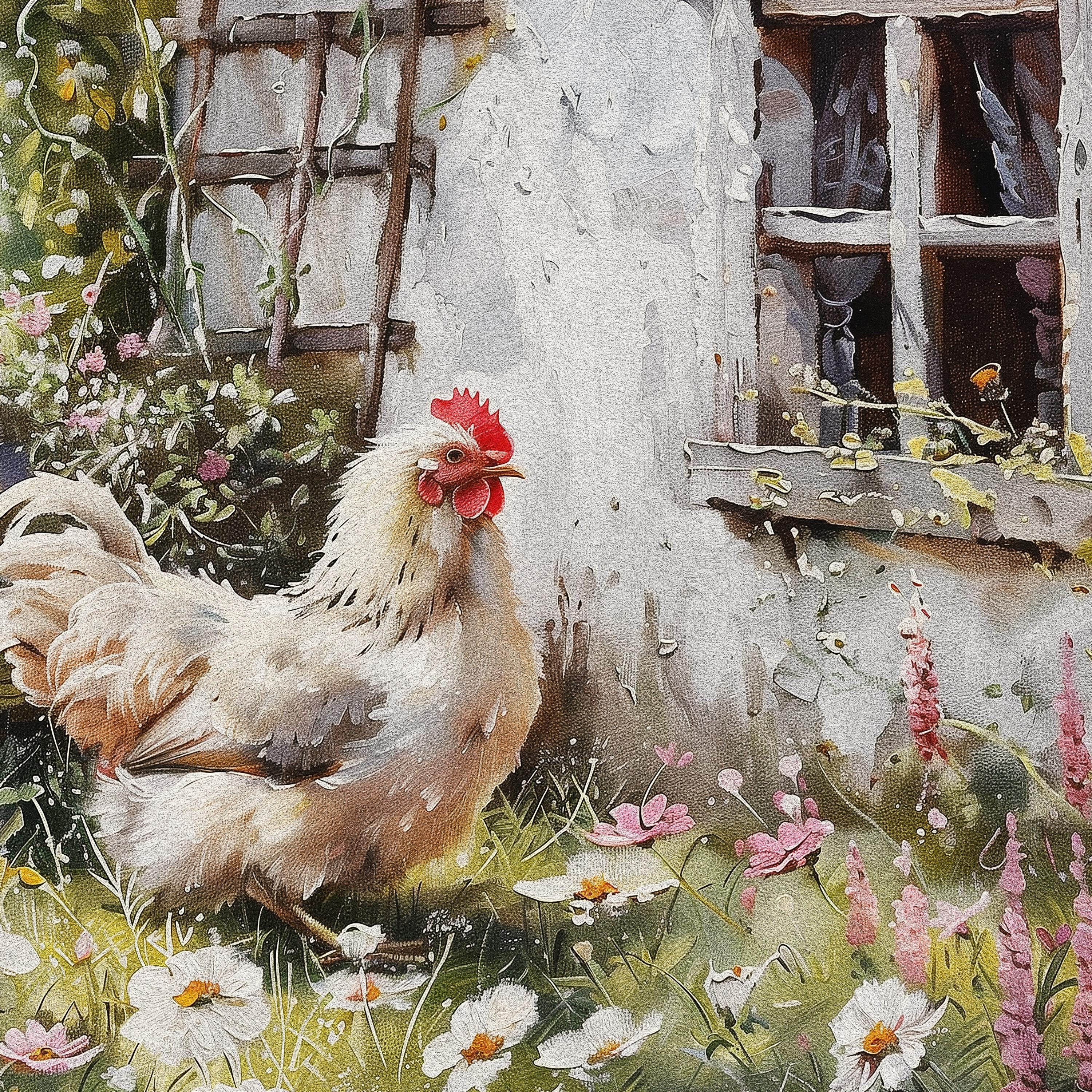 COTTAGECORE CHICKEN PRINT Farmhouse Wall Art for Kitchen Country Farm ...
