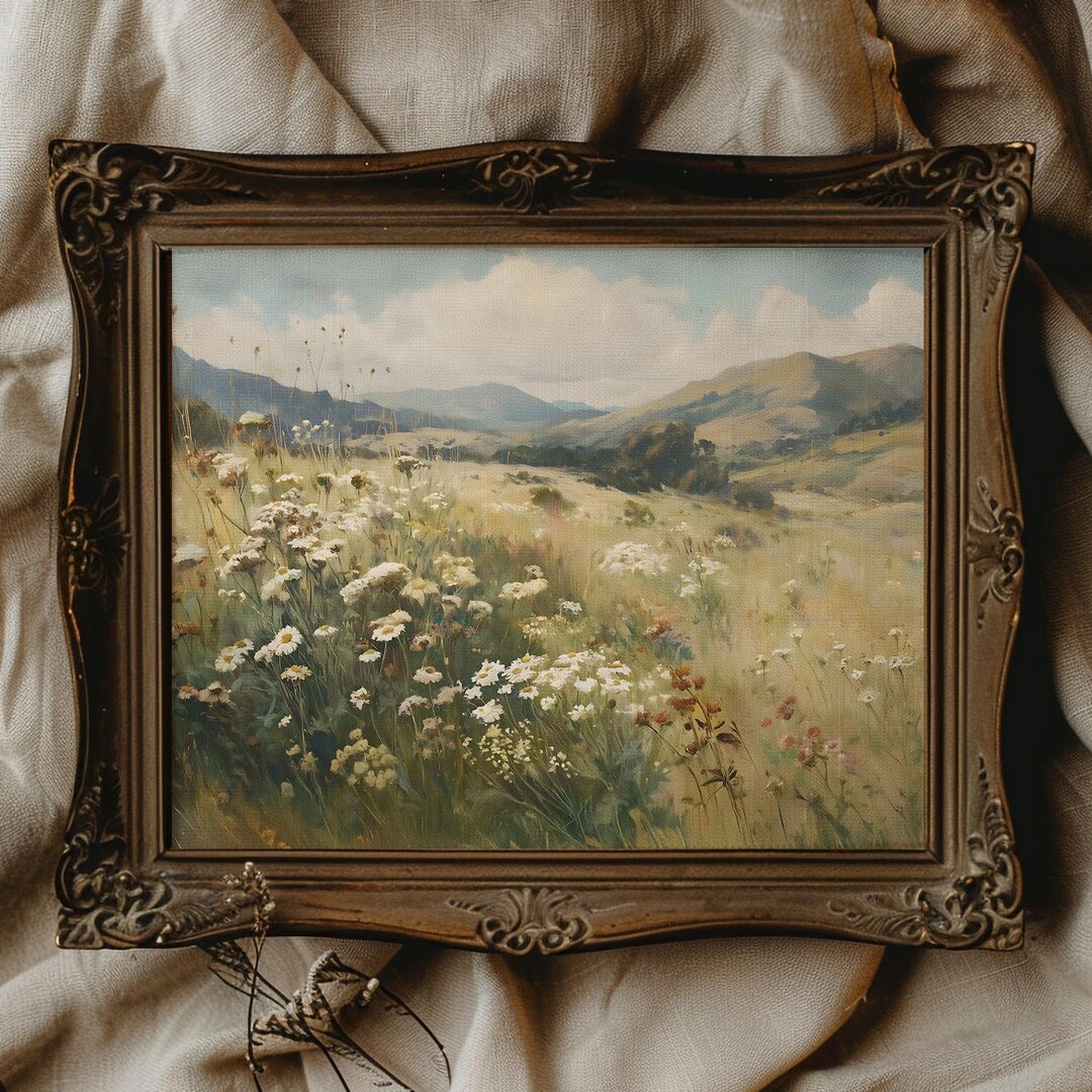 Cottagecore Wall Art Wildflower Meadow Print Spring Wall Decor ...