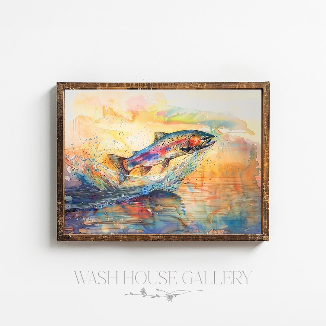 Rainbow Trout Wall Art, Fisherman Decor, Fishing Wall Art, Fishing ...