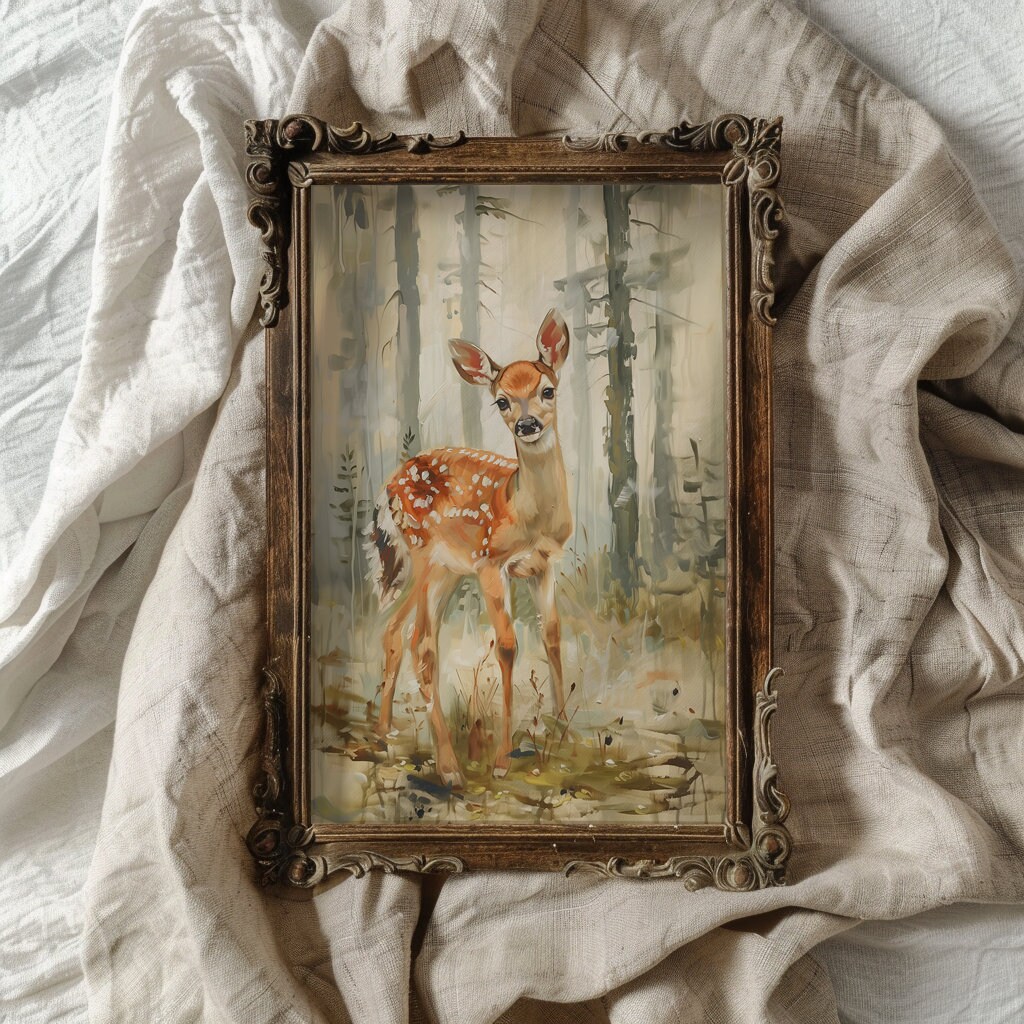 Baby Deer Wall Art Printable Set Forest Themed Nursery Art Woodland ...