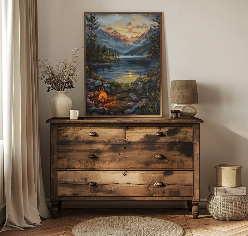 Camping Wall Art Instant Download Wall Art of a Campfire Wall Art for ...