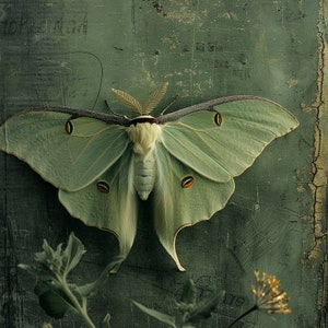 Luna Moth Print | Dark Cottagecore Wall Art | Dark Botanical Prints ...
