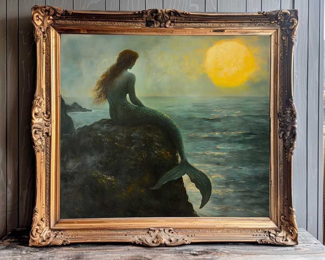 Vintage Mermaid Printable Mermaid Wall Art Dark Academia Decor Dark ...