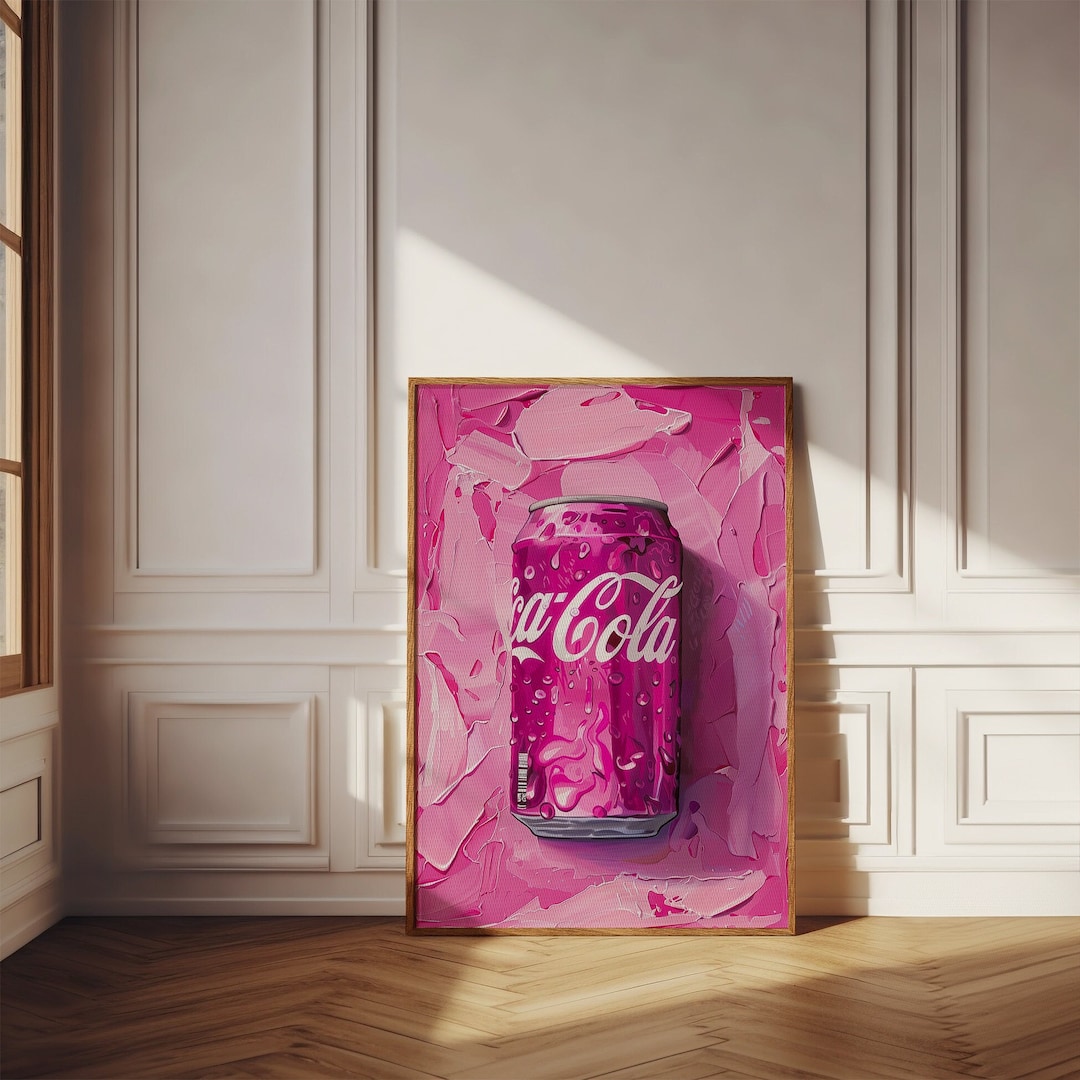 PINK Wall Art Coke Wall Art for Pink Kitchen Decor Coca Cola Art for ...