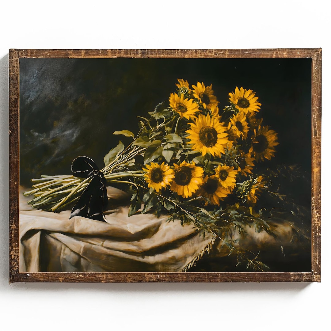 Sunflower Wall Art Dark Academia Summer Wall Decor Cottagecore Art ...