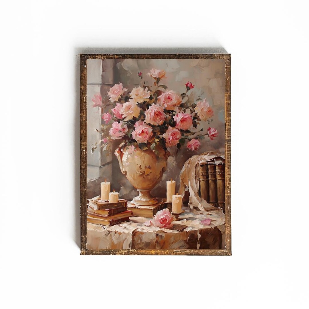PINK COTTAGECORE WALL Art Pink Shabby Chic Wall Art Printable Rose ...