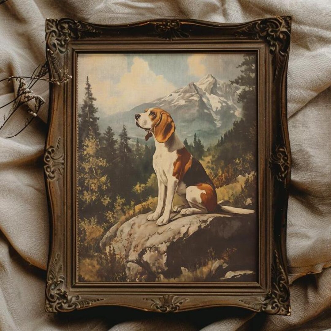 Vintage Hunting Dog Art Beagle Printable Hound Dog Wall Art for Cabin ...