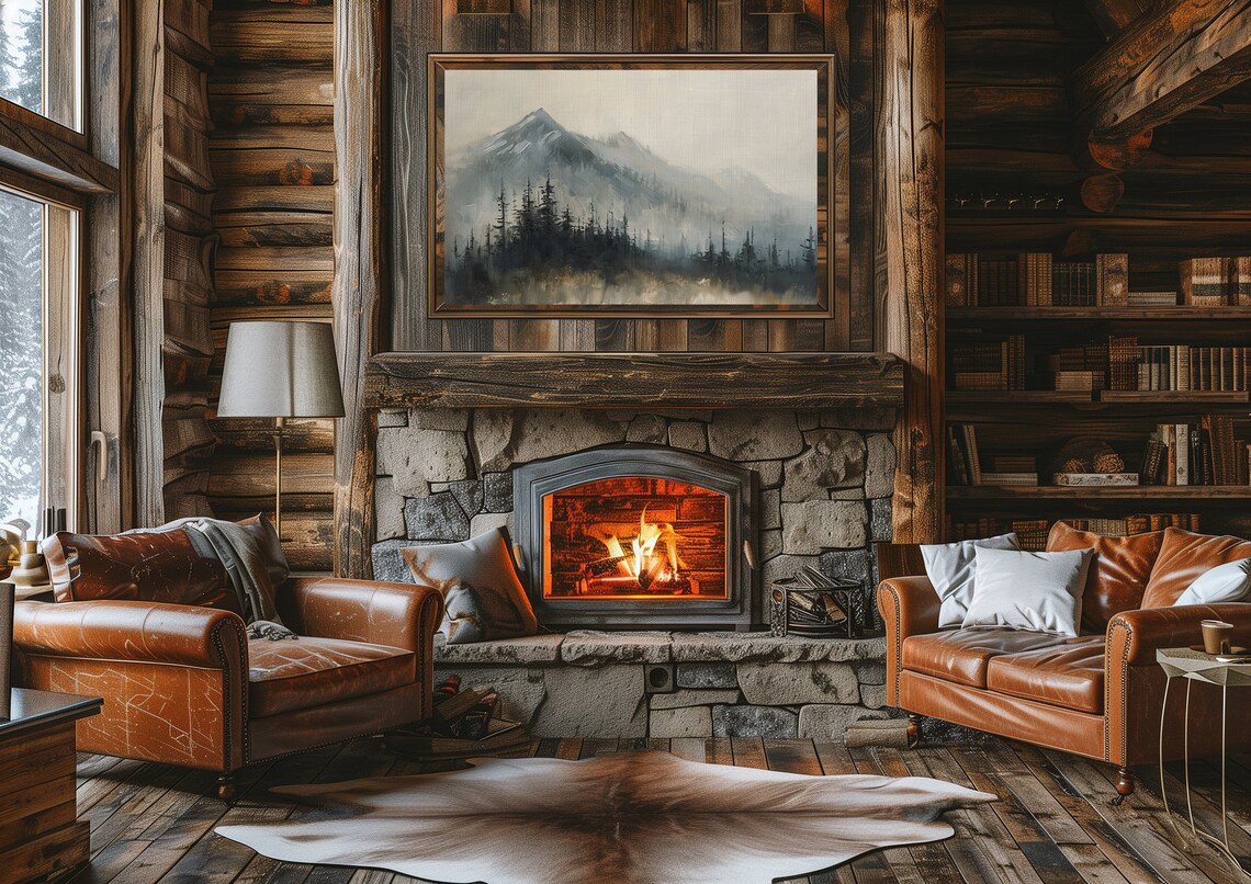 Abstract Mountain Painting Printable Abstract Painting of Mountains and ...