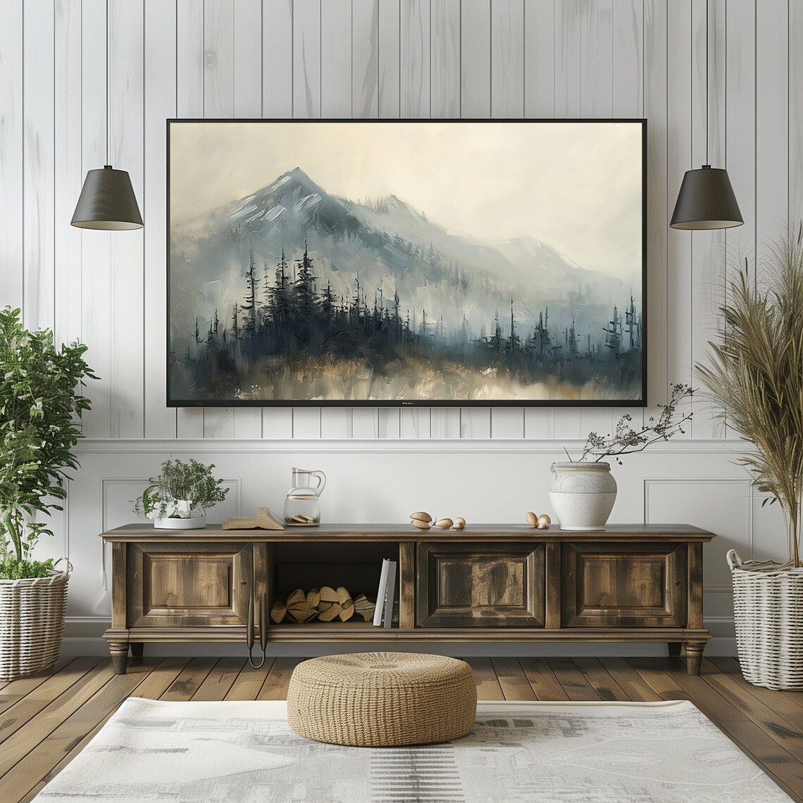 Abstract Mountain Painting Printable Abstract Painting of Mountains and ...