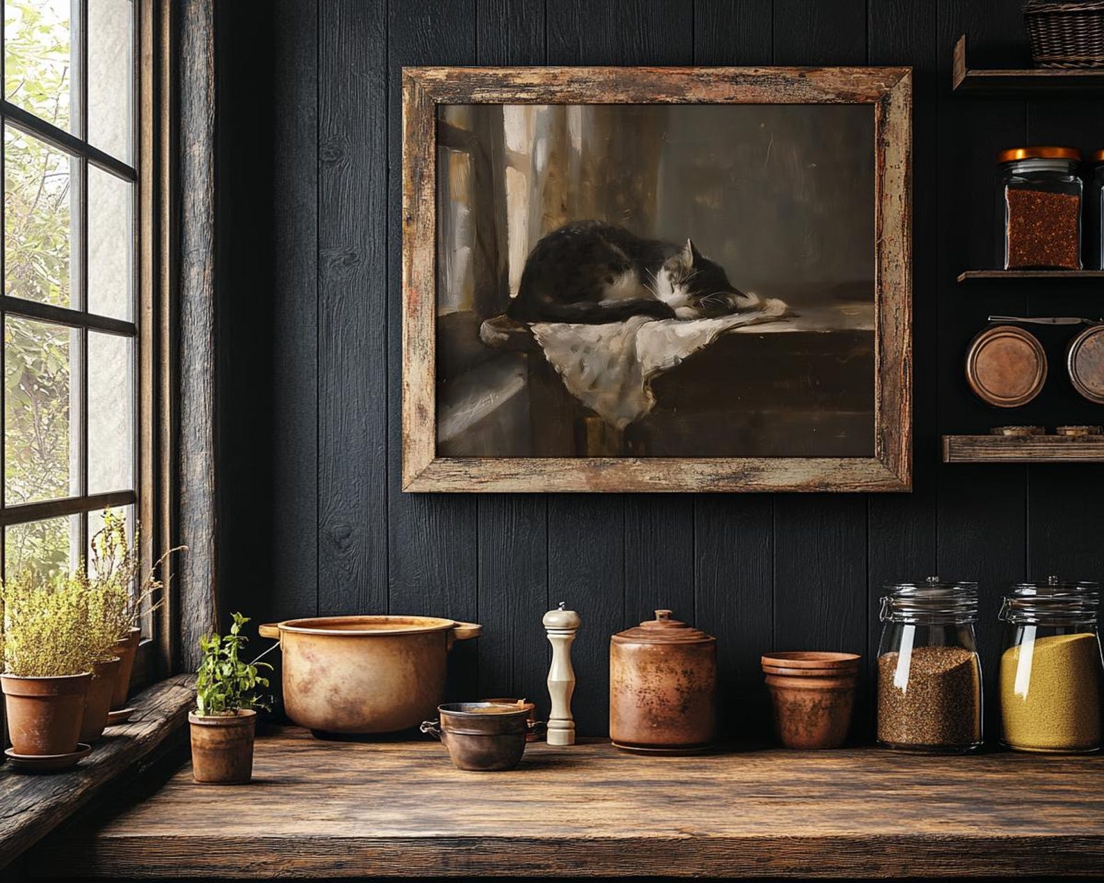Vintage Cat Printable Cat Cottagecore Wall Art for Kitchen Decor ...