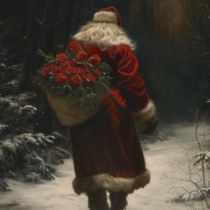 Dark Christmas Wall Art Moody Christmas Decor Vintage Santa Printable ...