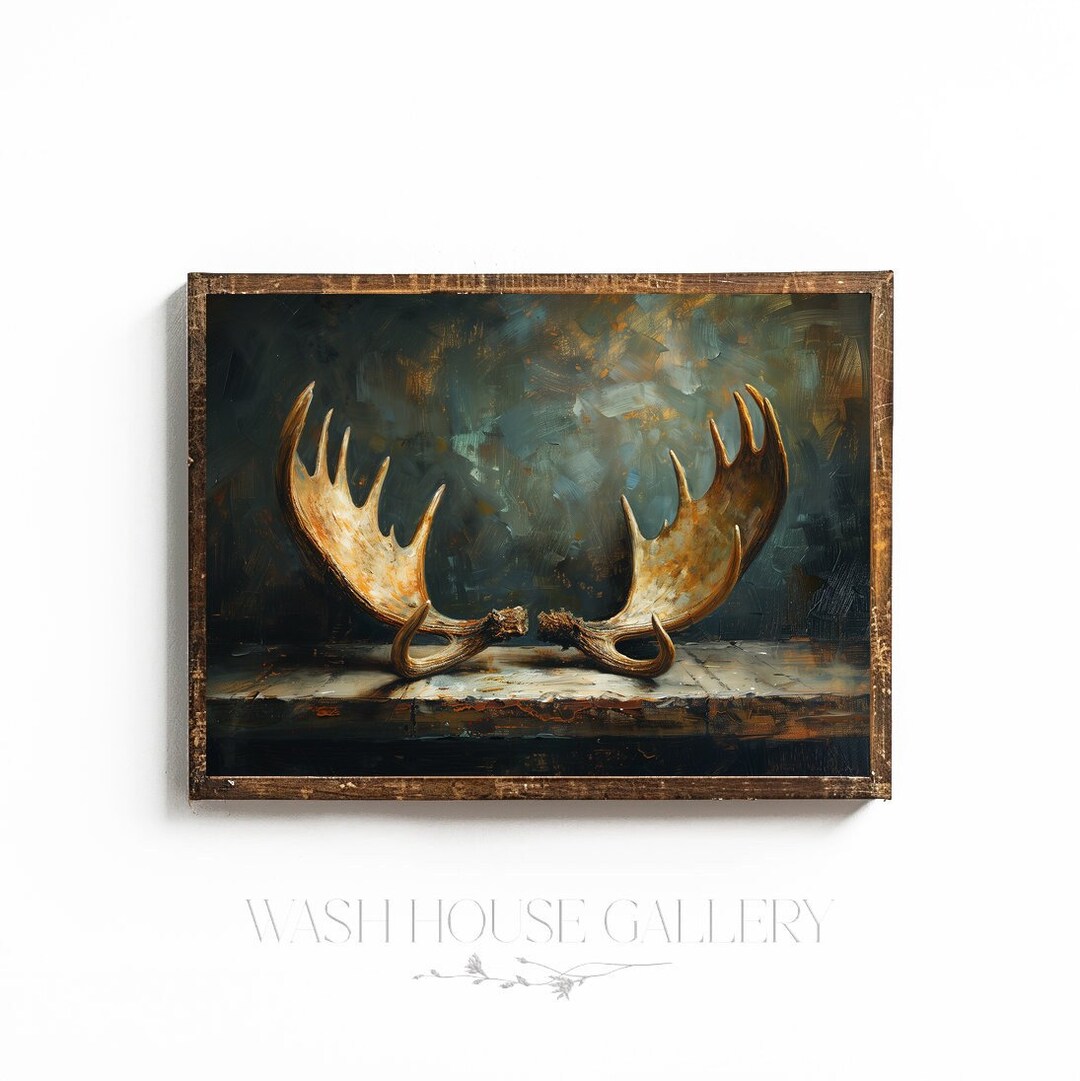 Moose Antler Art Print Instant Download Wall Art Primitive Antler Wall ...
