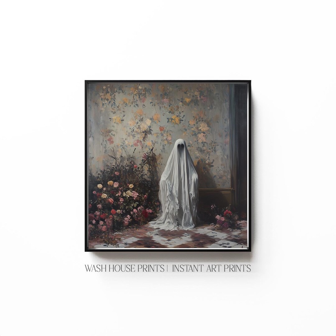 Victorian Ghost Printable Ghost Wall Art Cute Ghost Print Victorian ...