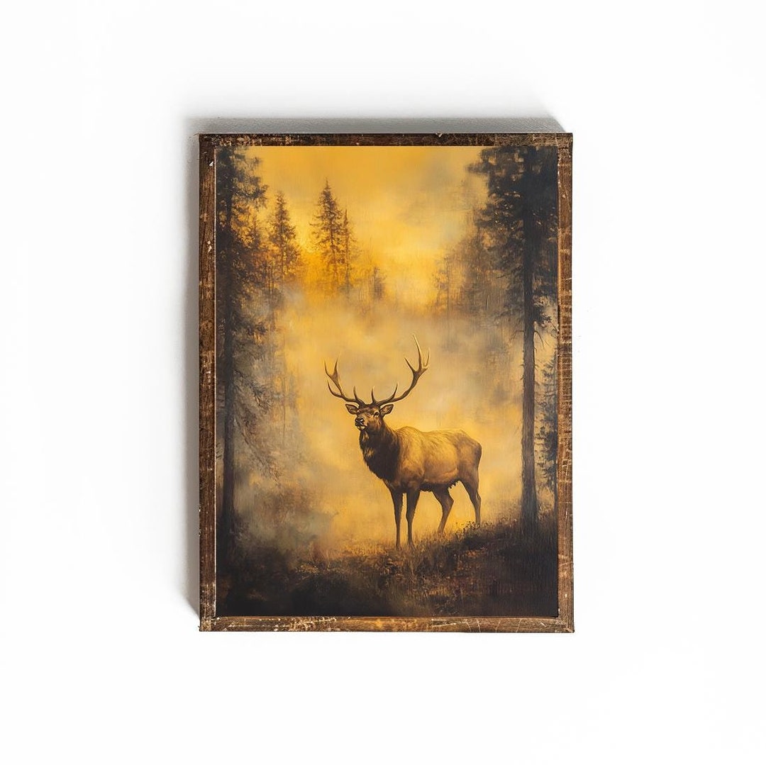 Elk Printable Cabin Decor Rustic Wall Art for Hunting Wall Decor Gift ...