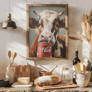 Funny Farmhouse Wall Art Coca Cola Art Dairy Cow Wall Art Funny Cow ...